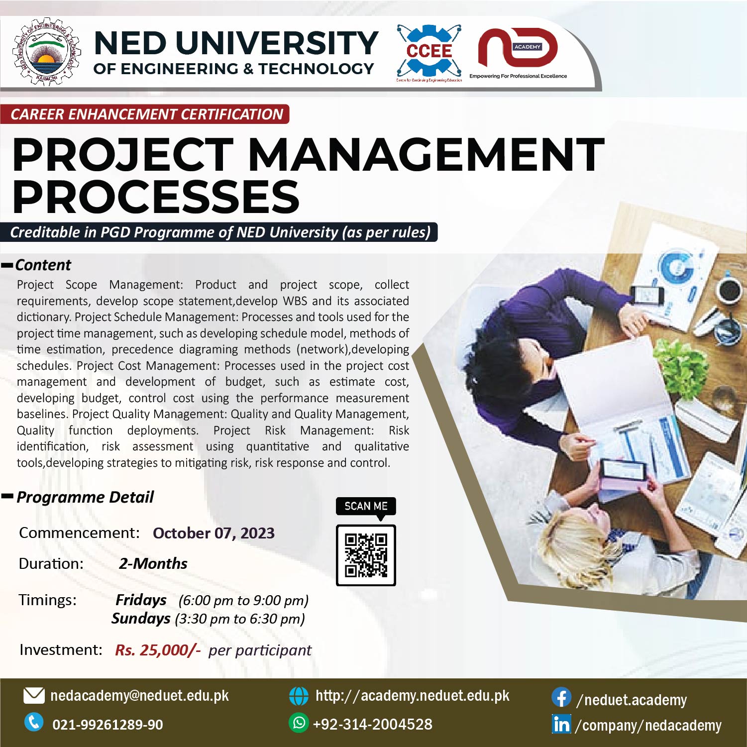 Project Management Processes | NED Academy - CCEE | CMPP | PTMC